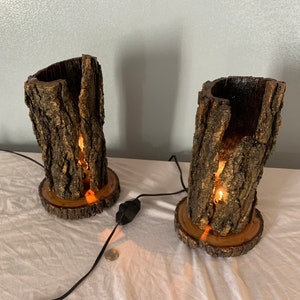 Decorative Hollow Log Edison Bulb Light Sculptures With Dimmer ...