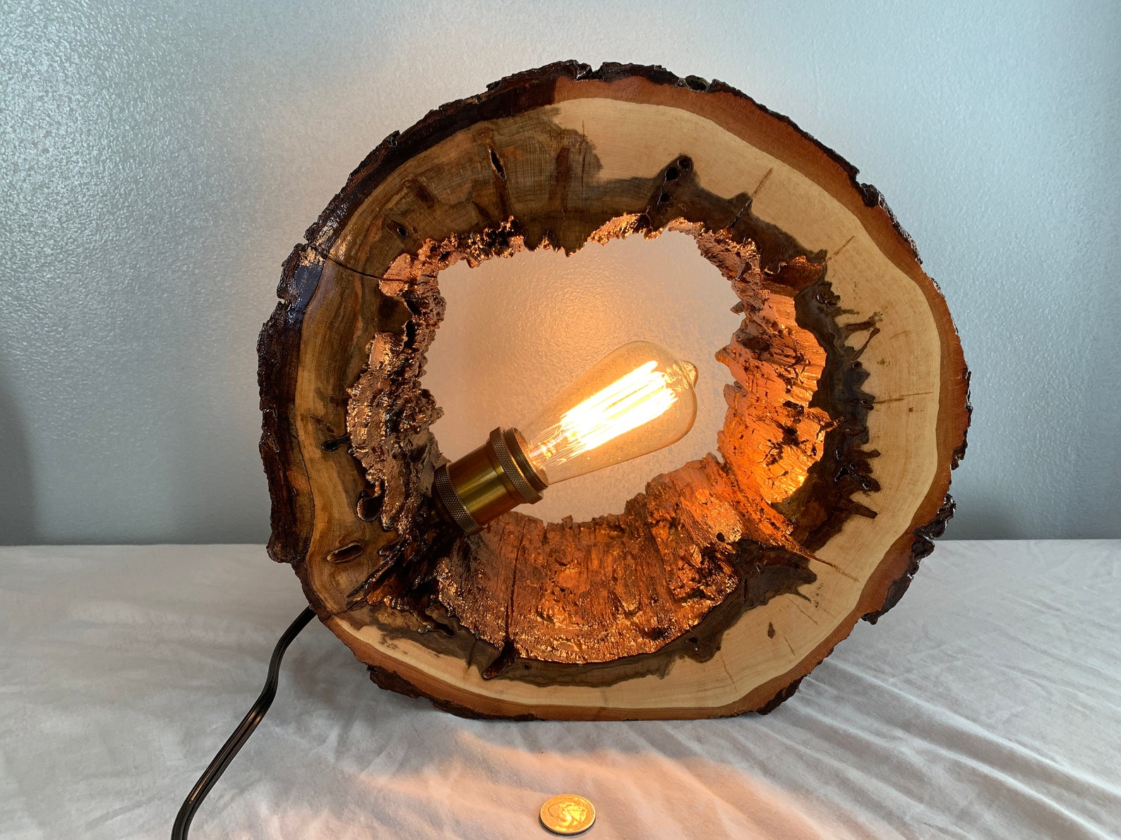 Decorative Hollow Log Edison Bulb Light Sculptures With Dimmer Finished ...