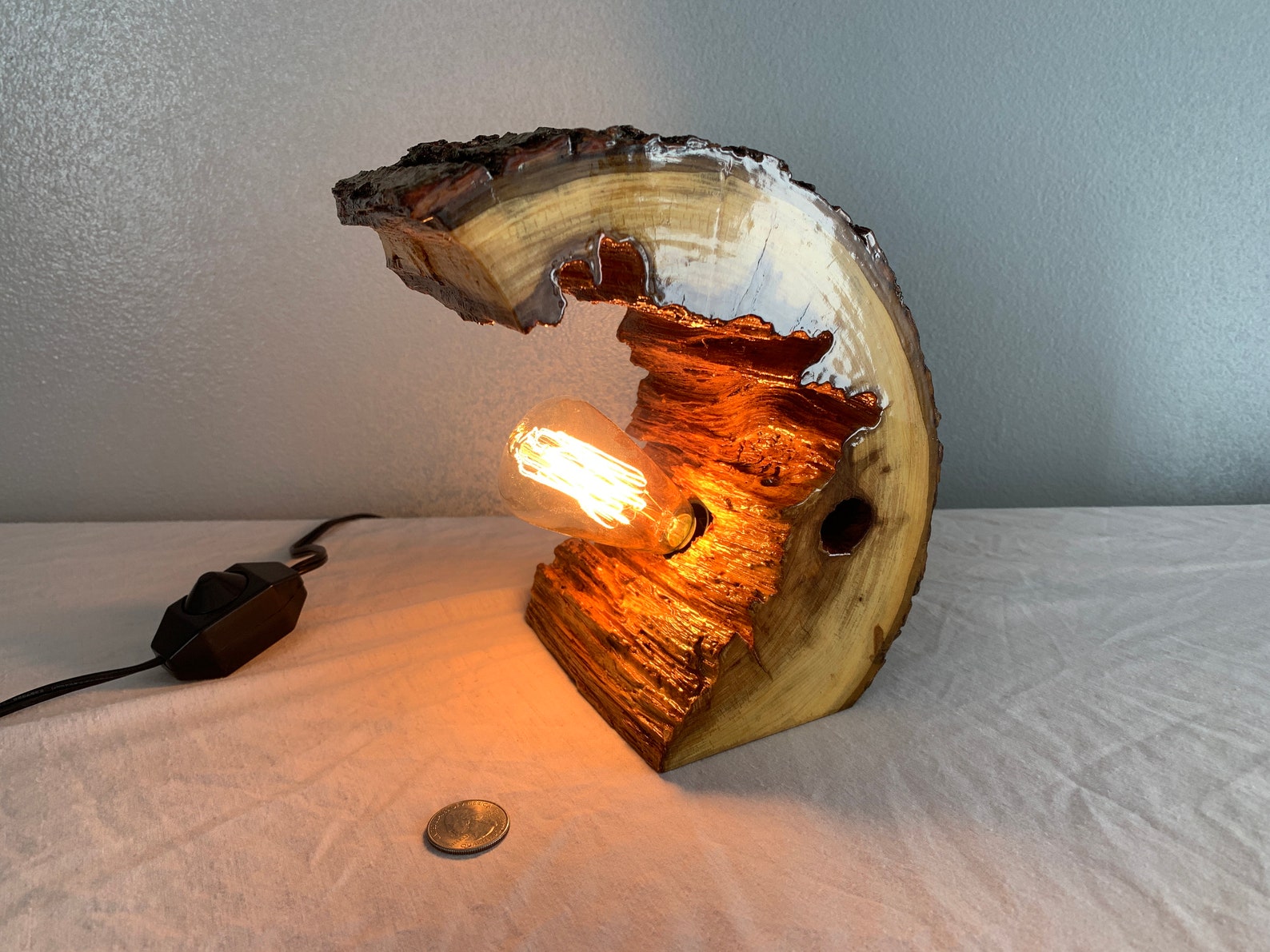 Decorative Hollow Log Edison Bulb Light Sculptures With Dimmer Finished ...