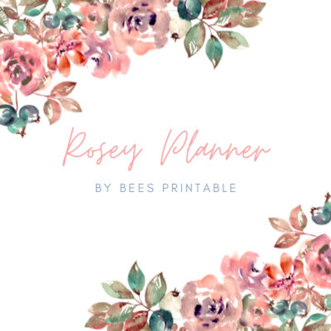 Digital and Printable Weekly Meal Planner. Watercolour Flower | Etsy