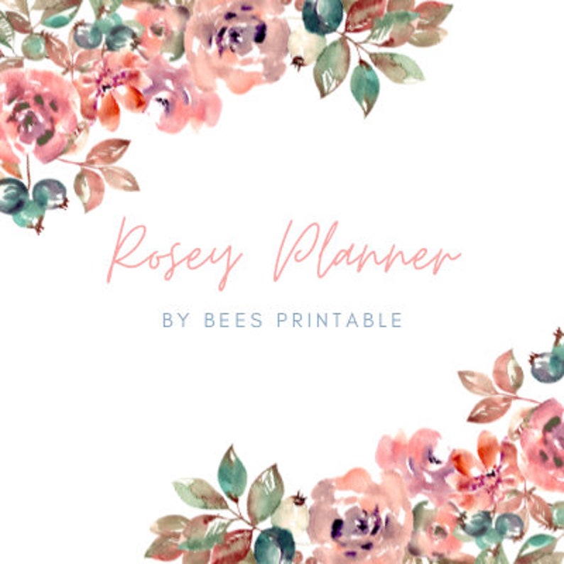 Digital and Printable Weekly Meal Planner. Watercolour Flower | Etsy