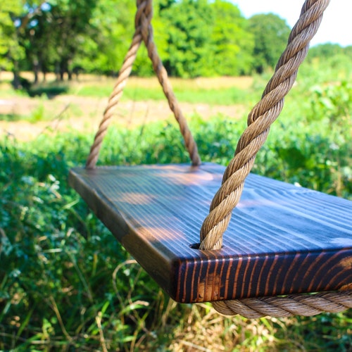 Handcrafted LARGE Tree Swing / Wooden Rope Swing Rope - Etsy