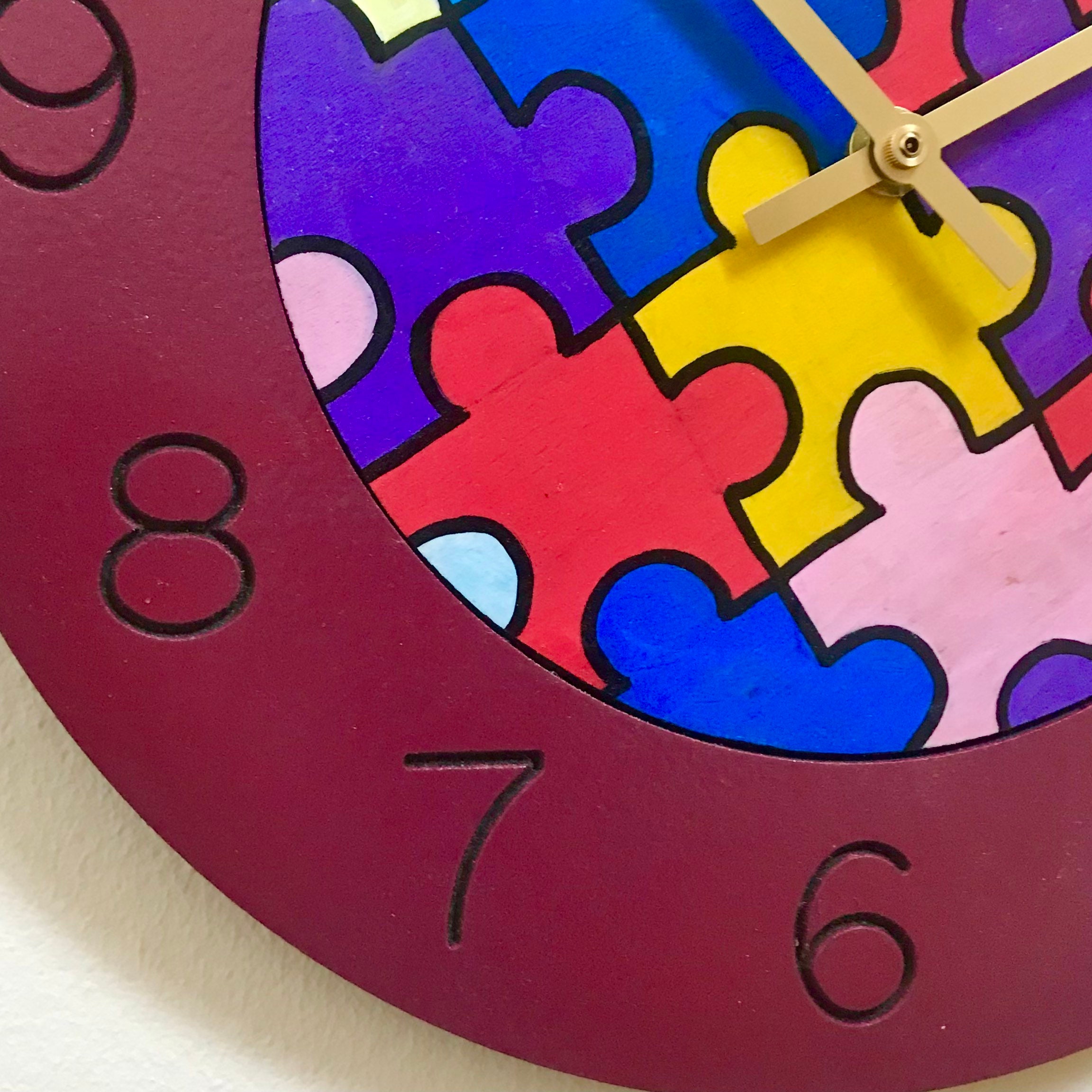 Novelty Bright Handmade Modern Wall Clock With Puzzle Shape Designed ...