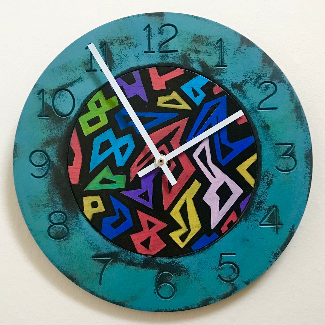 Fantastic Handmade Graffiti Style Designed Battery Wall Clock - Etsy