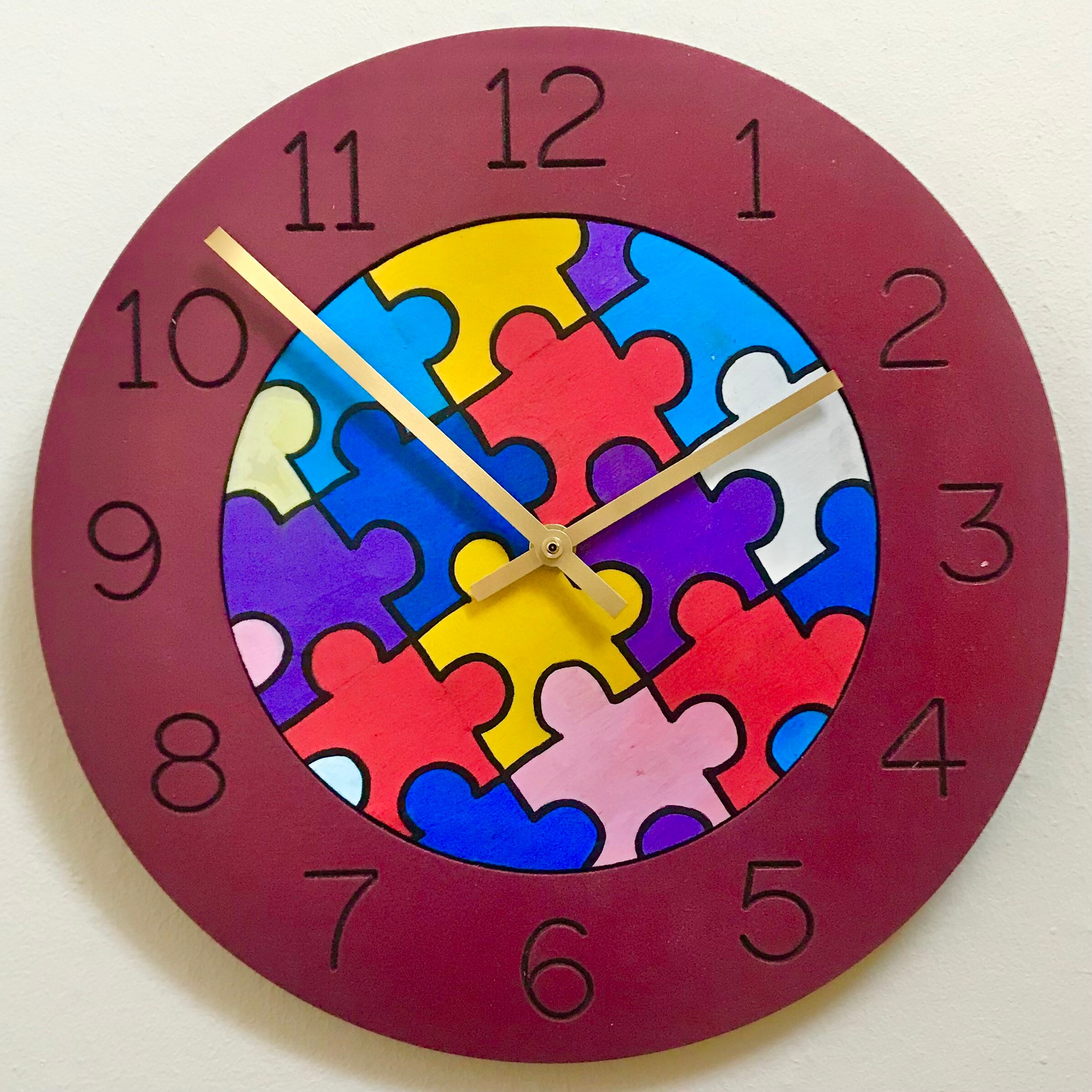 Novelty Bright Handmade Modern Wall Clock With Puzzle Shape Designed ...