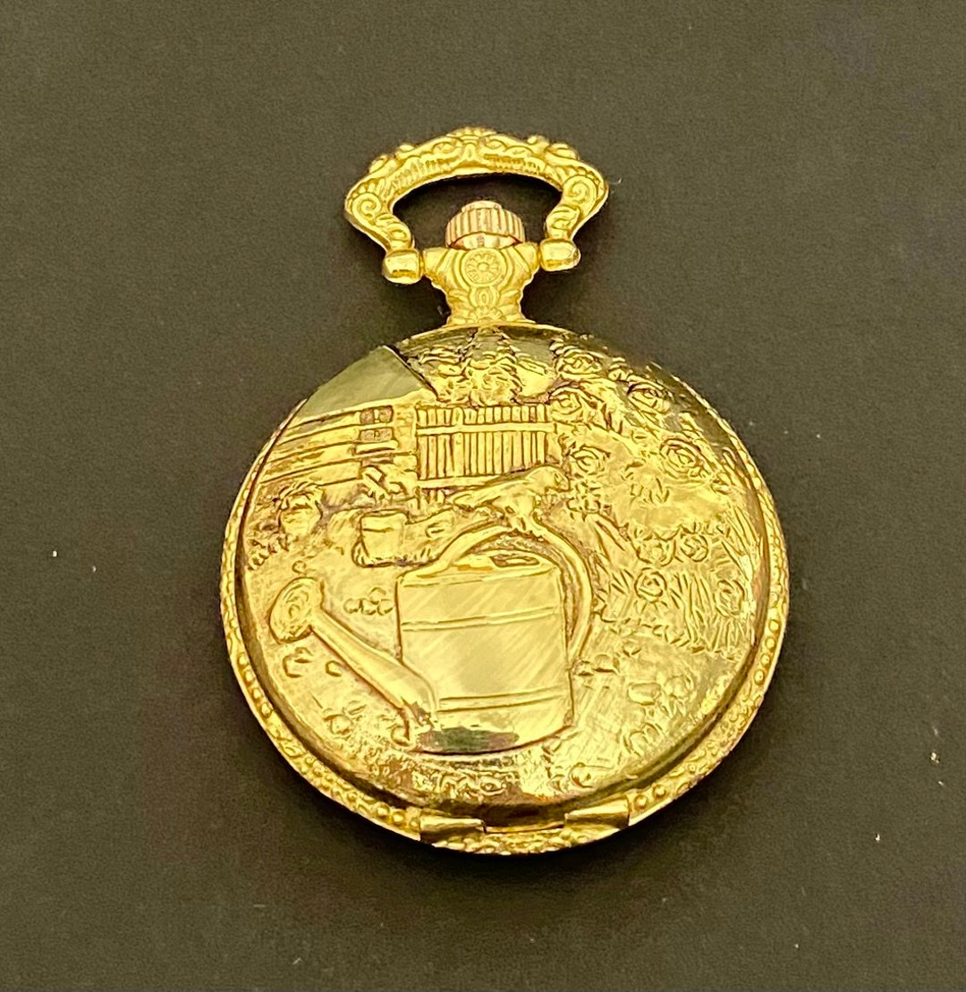 New Unisex Quartz Gold Half Hunter Classic Pocket Watch With Embossed ...