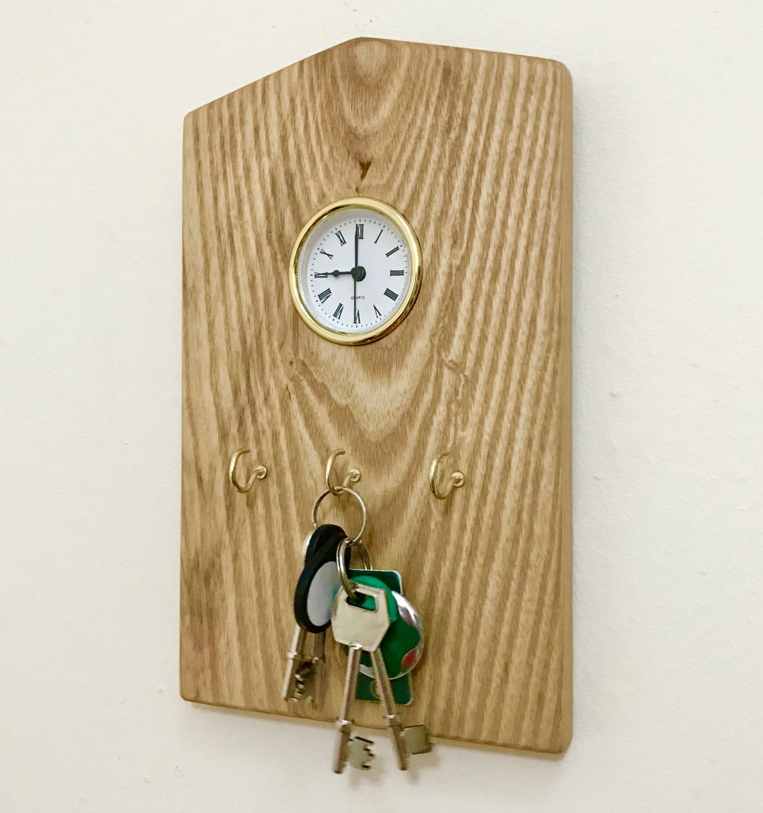 Wonderful Handmade Solid Oak Modern Wall Clock and Key Holder - Etsy