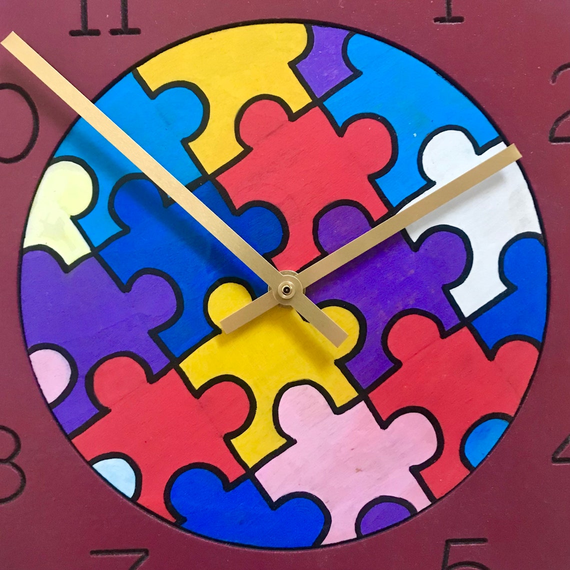 Novelty Bright Handmade Modern Battery Wall Clock With Puzzle Shape ...