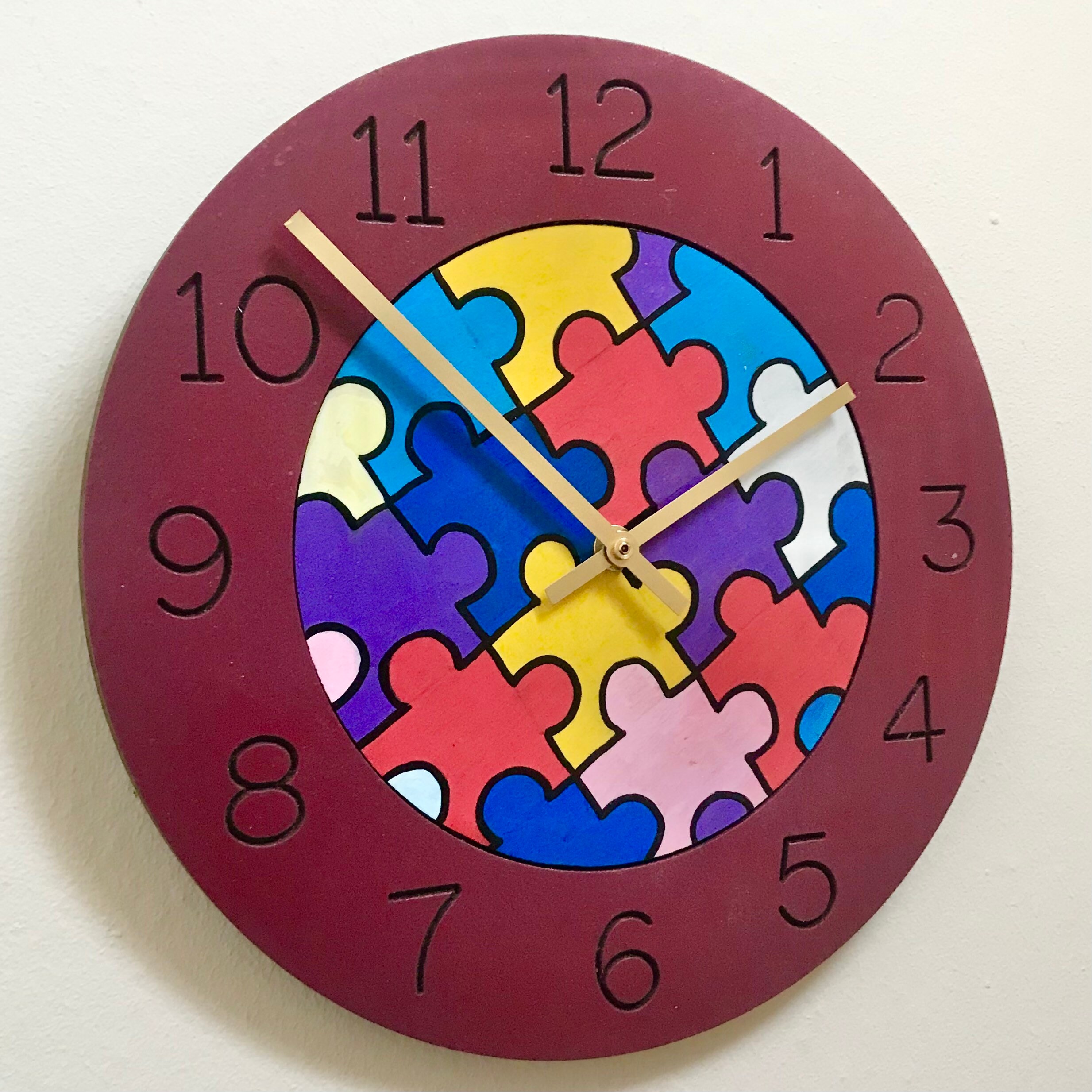 Novelty Bright Handmade Modern Battery Wall Clock With Puzzle Shape ...