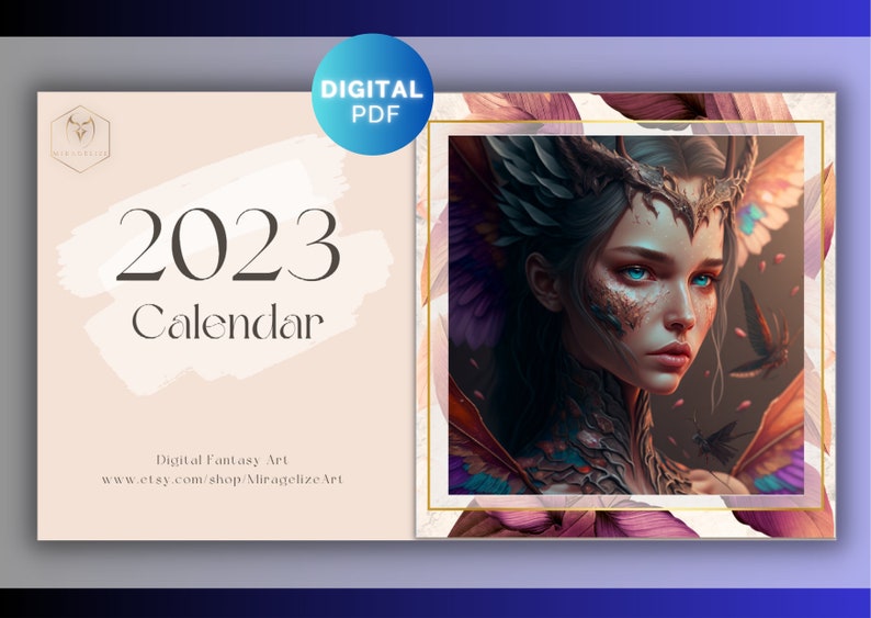 2023 Fantasy Calendar Printable Desk Calendar Monthly Monday - Etsy