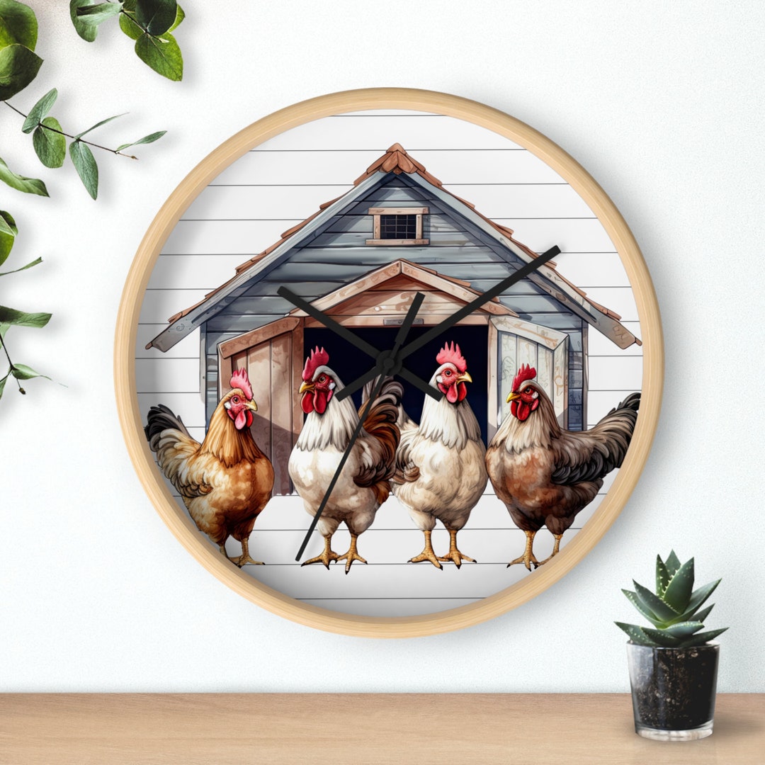 Farmhouse Kitchen Clock, Chicken Clock, Gift for Chicken Lover, Cute ...