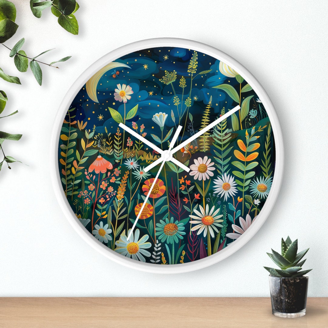 Flower Clock, Kitchen Clock, Floral Wall Clock, Pretty Flower Clock ...