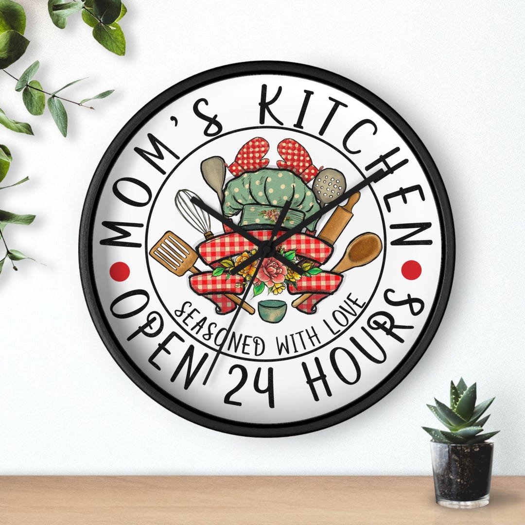 Mom's Kitchen, Clock, Wall Clock, Kitchen Decor, Kitchen Clock, Gift ...