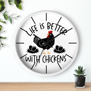 Farmhouse Kitchen Clock, Chicken Clock, Farmhouse Style Clock, Chicken ...