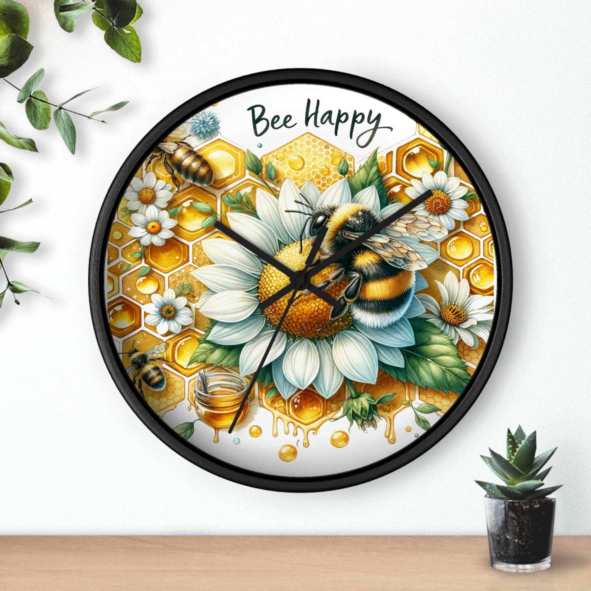 Sunflower Clock, Bee Clock, Sunflower Kitchen Clock, Bees, Sunflower ...