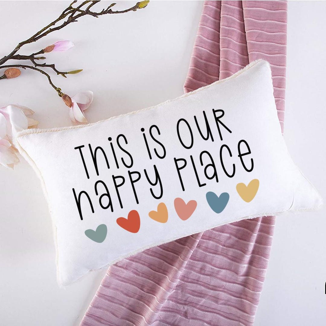 This is Our Happy Place Pillow, Farmhouse Pillow, Lumbar Pillow, Throw ...
