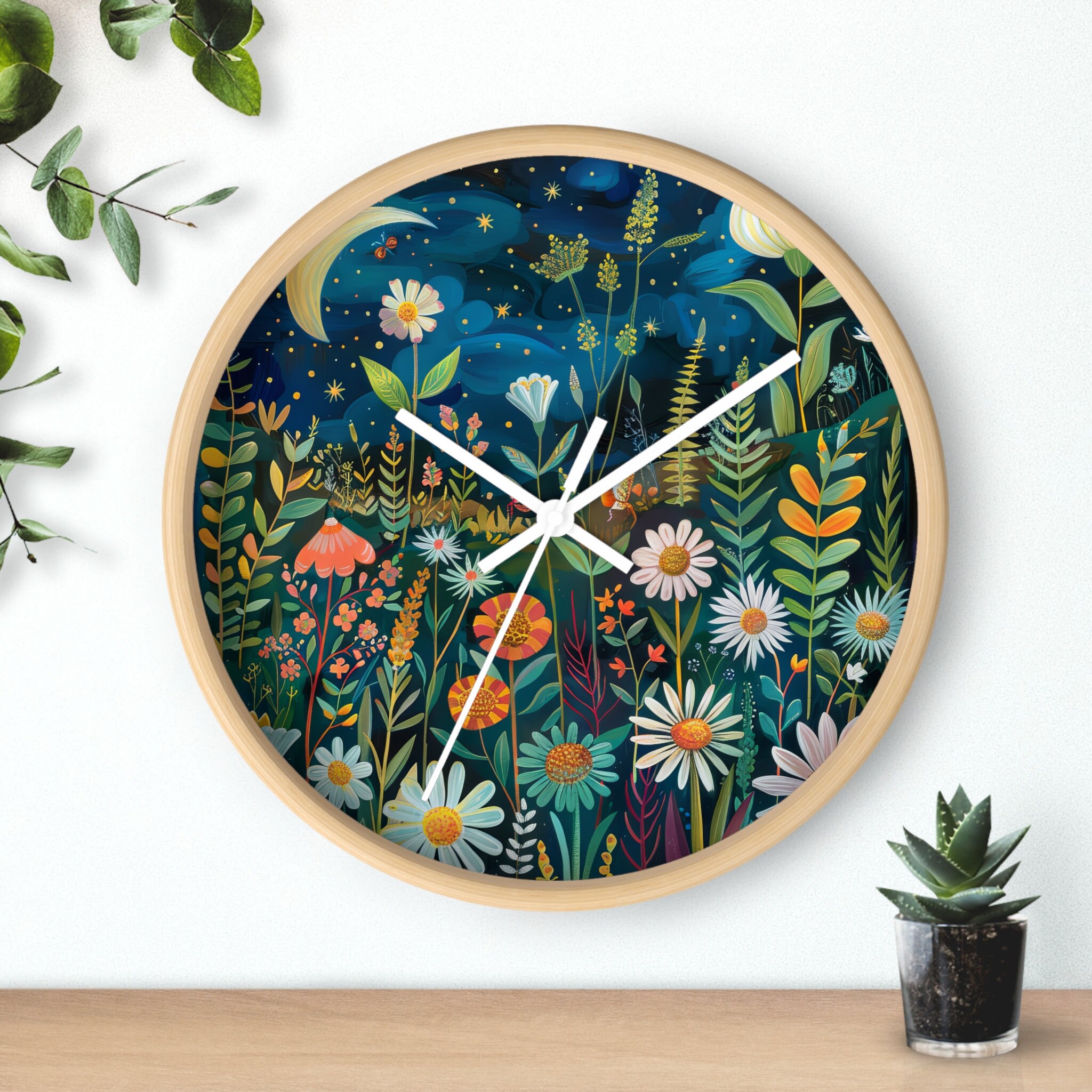 Flower Clock, Kitchen Clock, Floral Wall Clock, Pretty Flower Clock ...