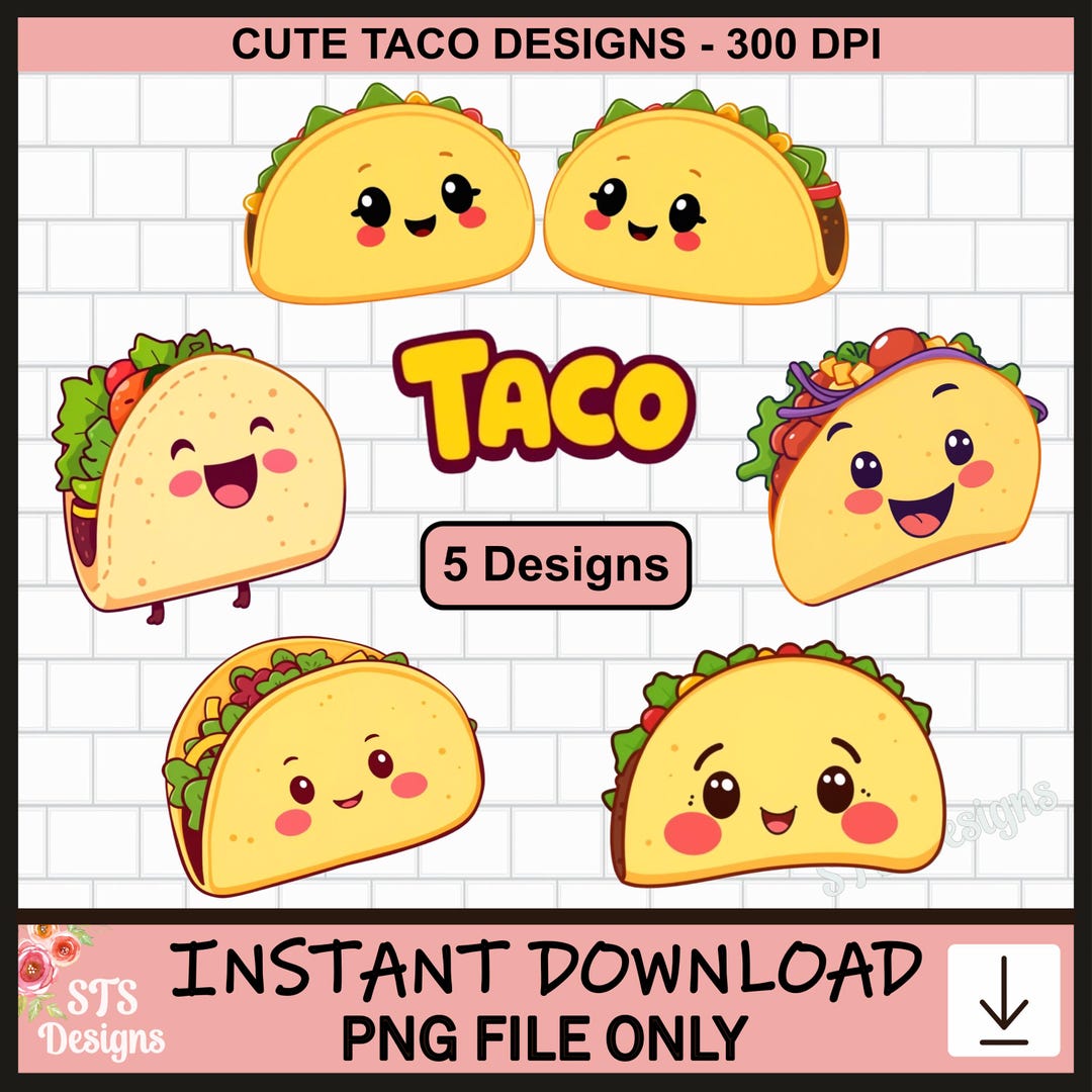 Taco PNG, Taco Designs, Taco Bundle, Taco Clipart, Cute Taco, Funny ...