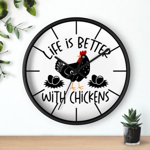 Farmhouse Kitchen Clock, Chicken Clock, Farmhouse Style Clock, Chicken ...
