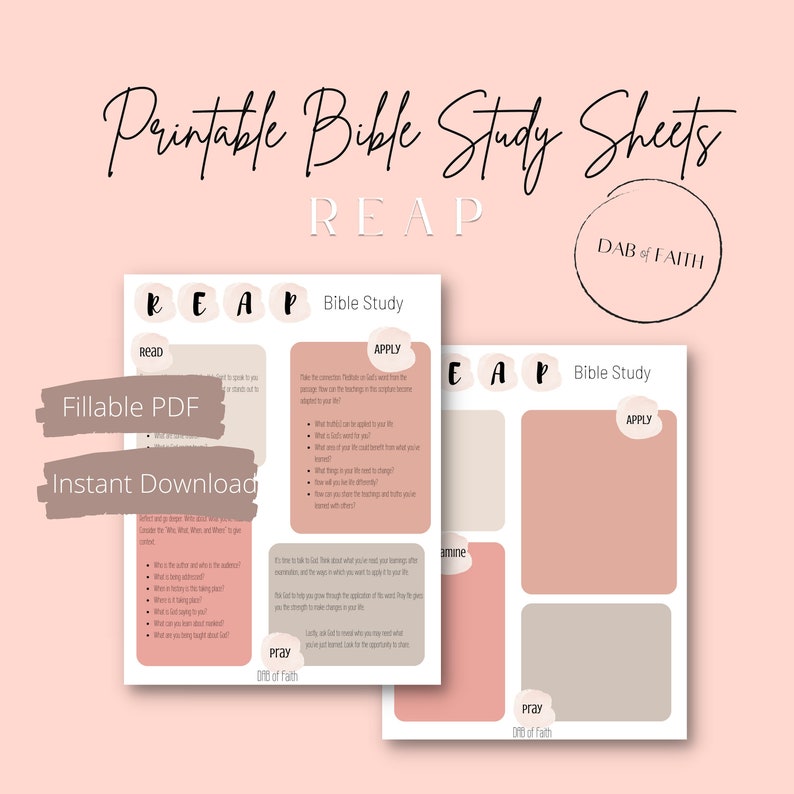 REAP Method Printable Bible Study Sheets, Digital Download, Editable ...