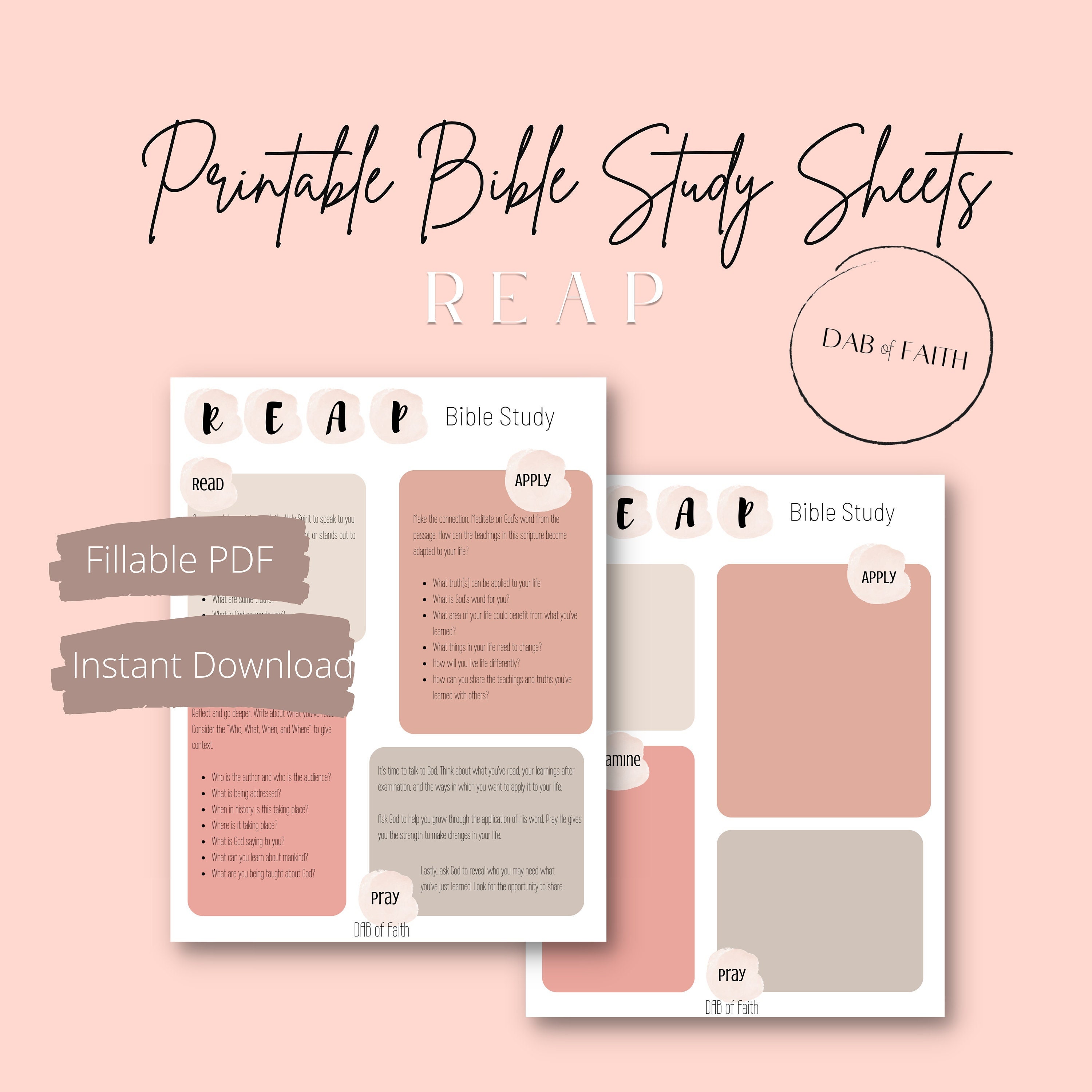 REAP Method Printable Bible Study Sheets, Digital Download, Editable ...