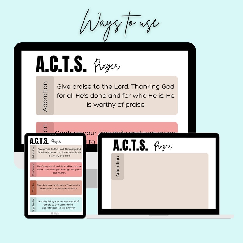 ACTS Prayer Printable Bible Study Sheets, Digital Download, Editable ...