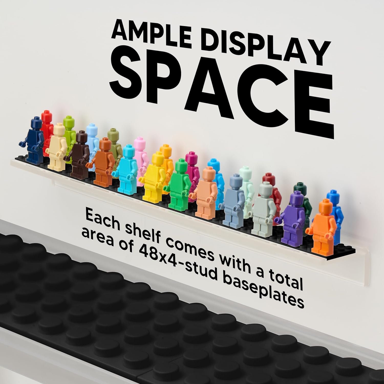 Minifigure Display Floating Shelves Display up to 72 Minifig Wall Mount ...