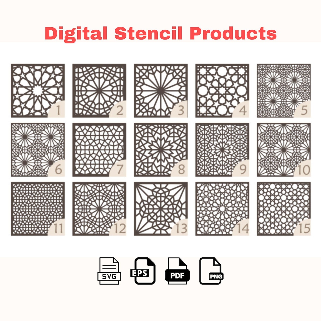 Medina Moroccan Tile Wall Stencil | SVG DXF Digital File | DIY Mylar ...
