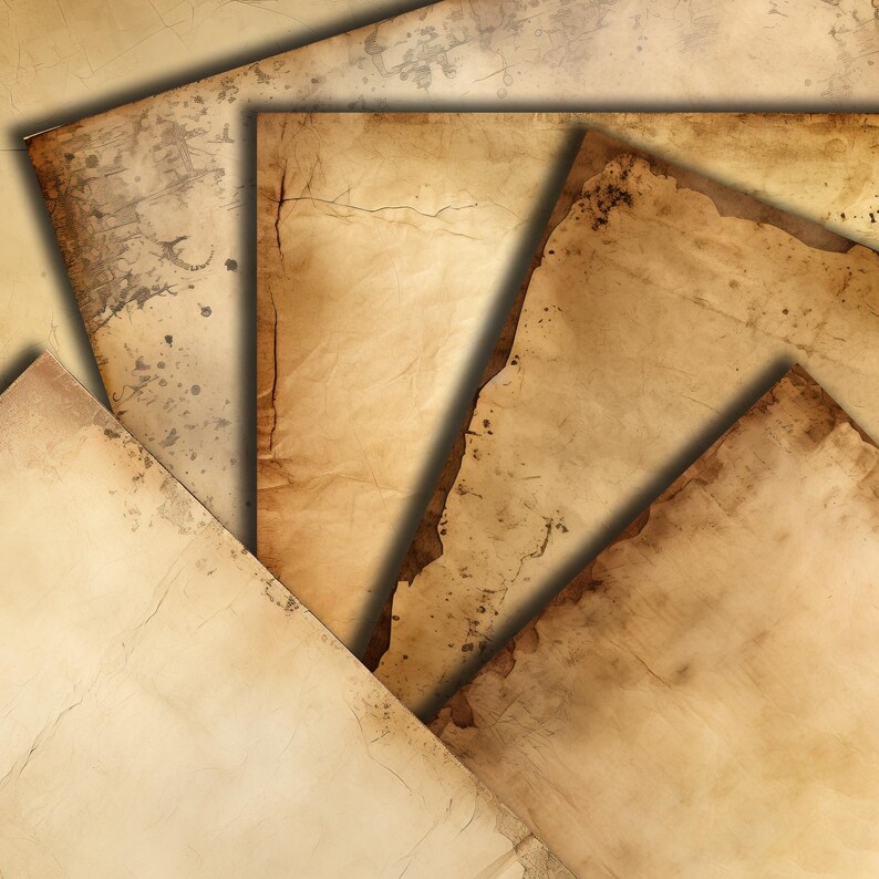 Old Paper Texture Pack | Vintage Paper Backgrounds | Aged Parchment | Antique Grunge Texture ...