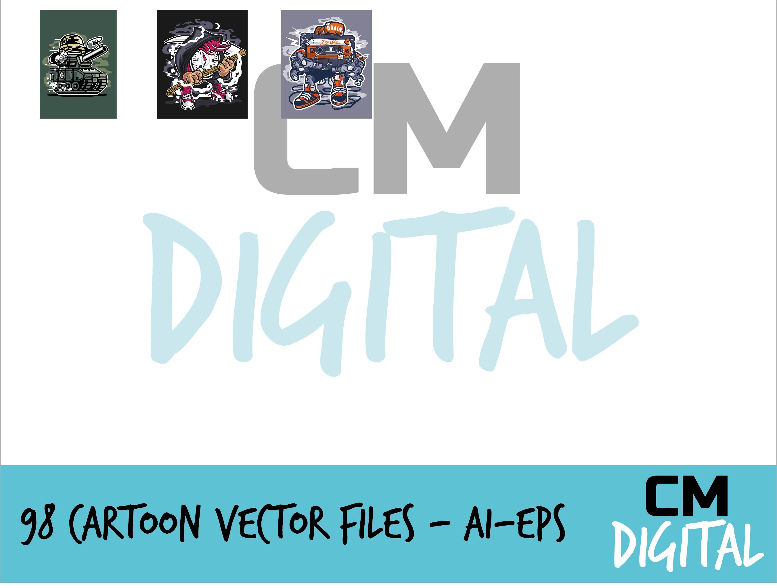 98 Cartoon Vector Files Illustrations T-shirt Designs Mugs Sublimation ...