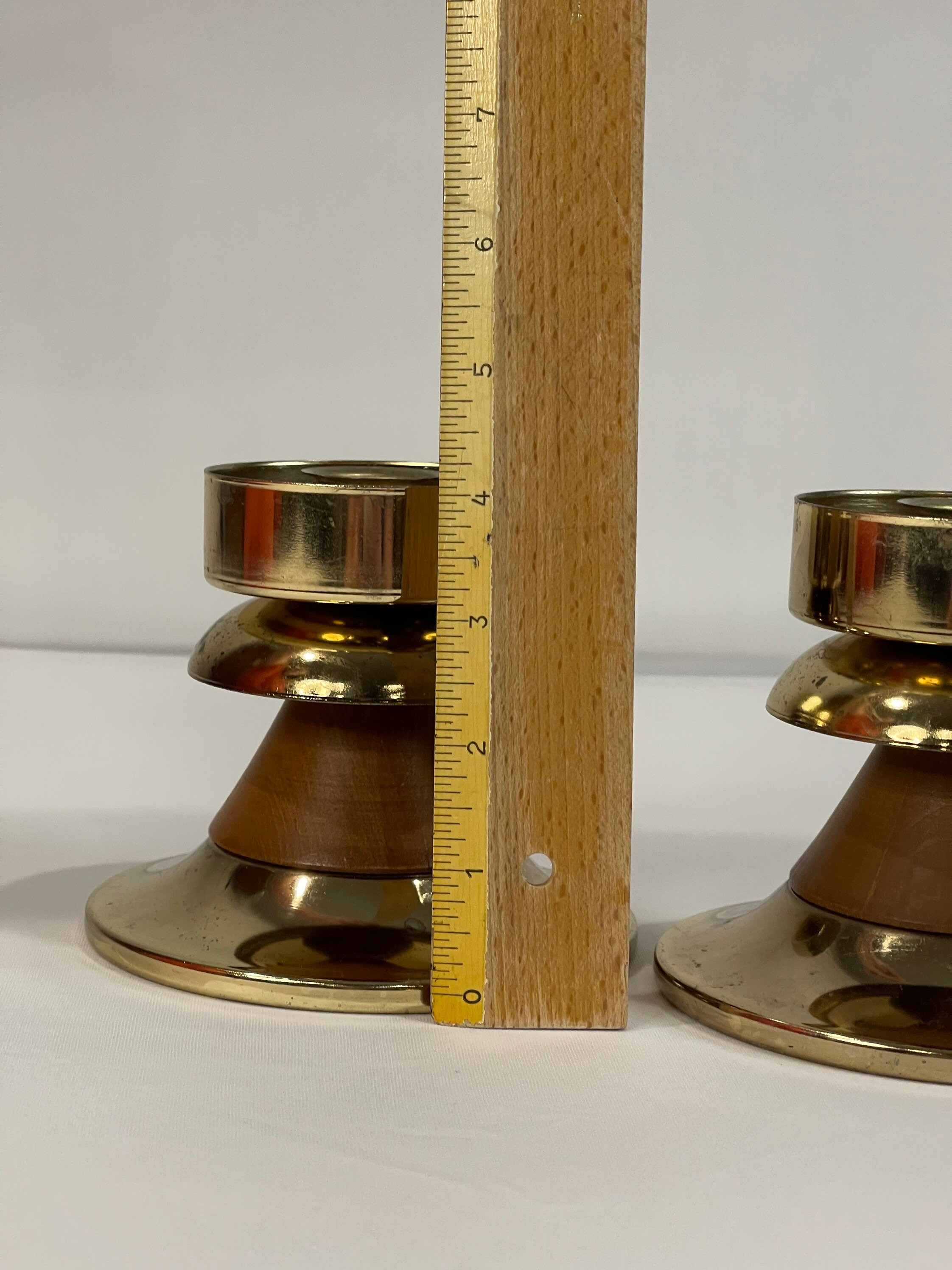 Milbern Creations, Wood and Brass MCM Candle Holders, Vintage, Boho - Etsy