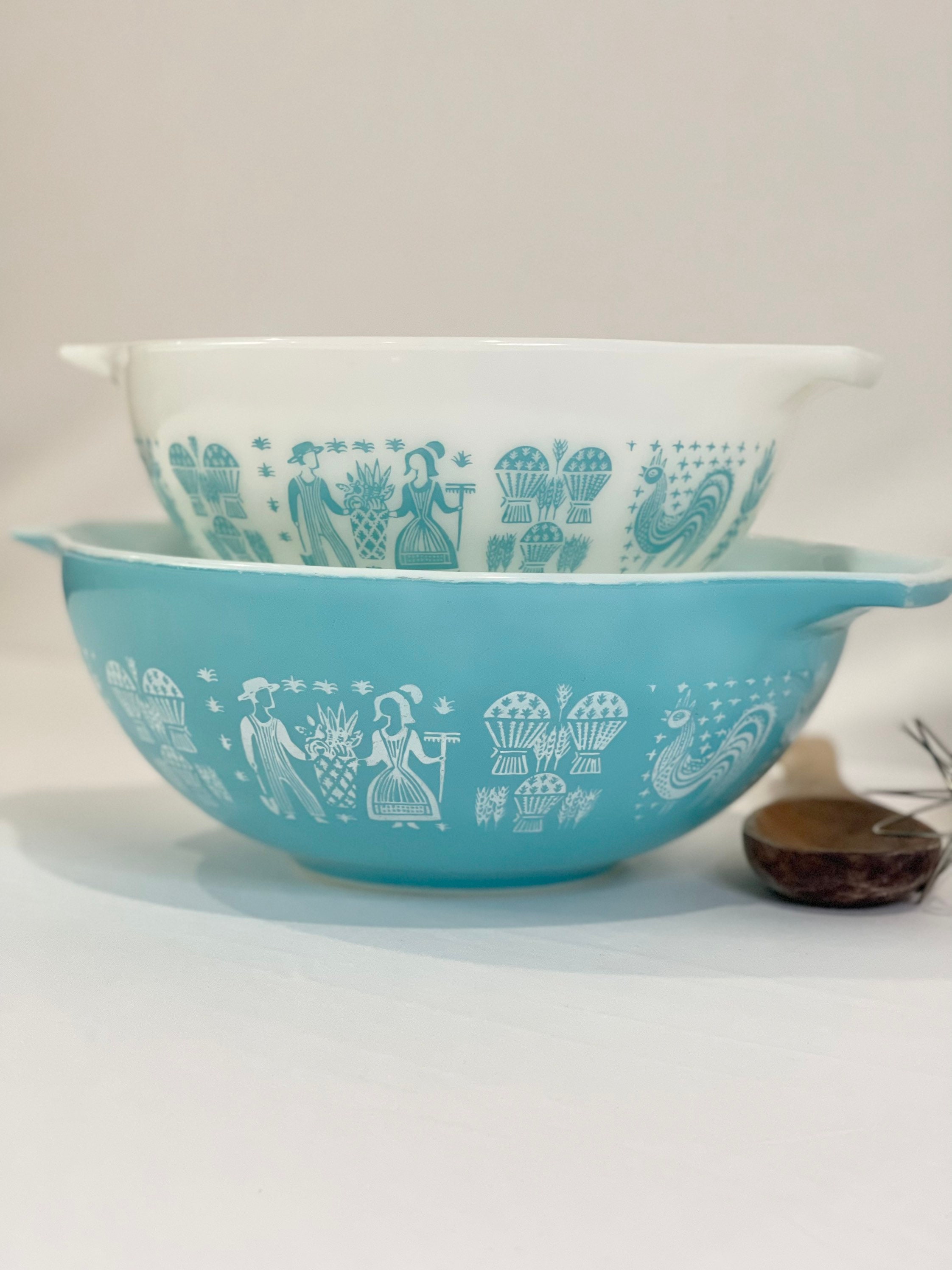 Vintage Pyrex Cinderella Nesting Bowls/amish Butterprint Pattern #444 ...