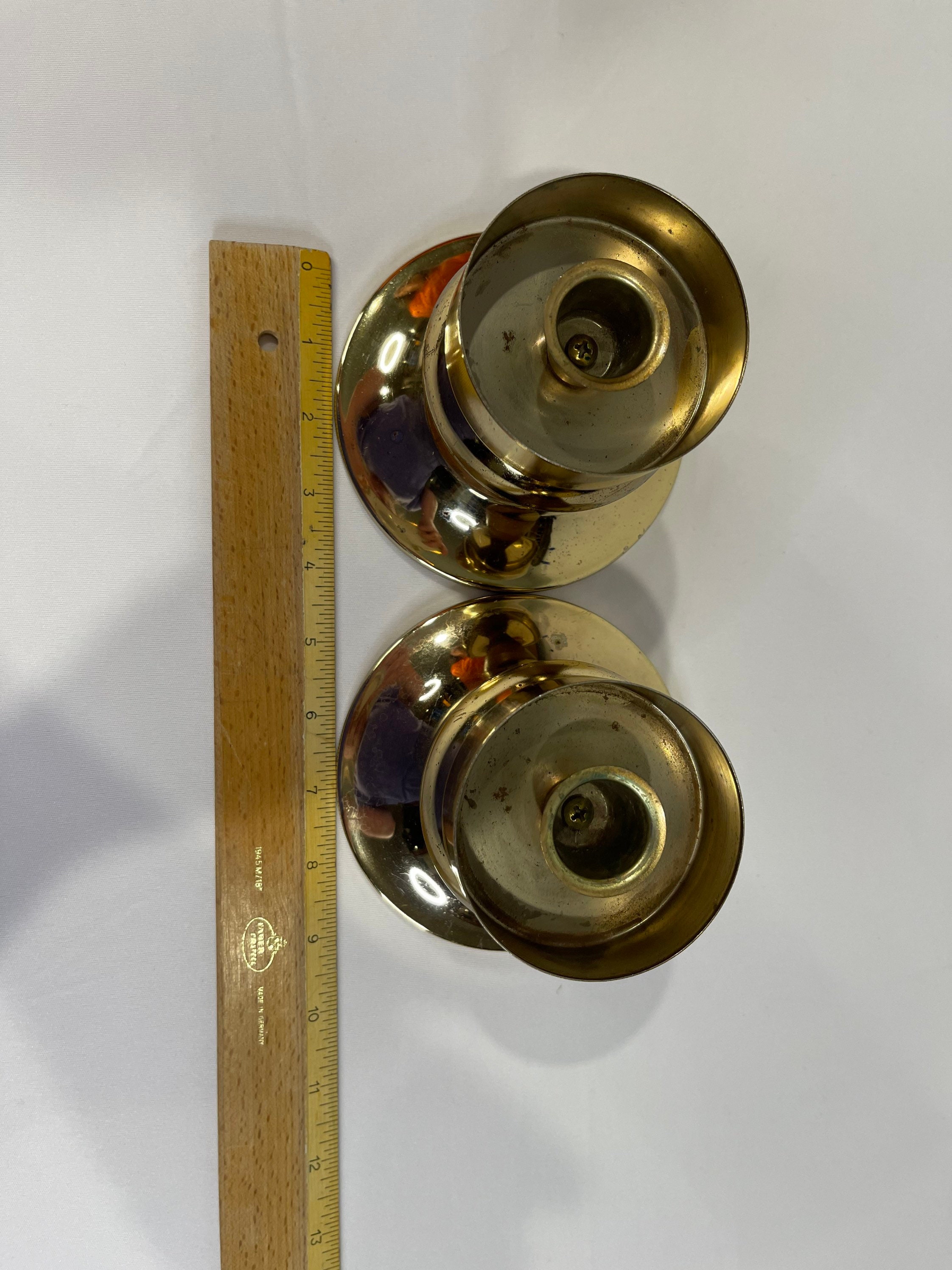 Milbern Creations, Wood and Brass MCM Candle Holders, Vintage, Boho - Etsy