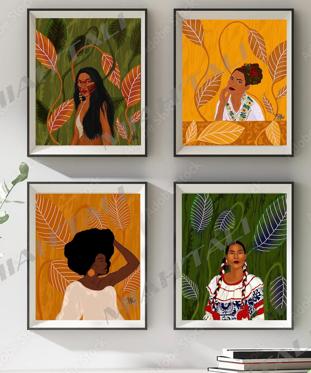 Taino Wall Art, 4 Women of Color, Art Bundle, Instant Download, Puerto ...