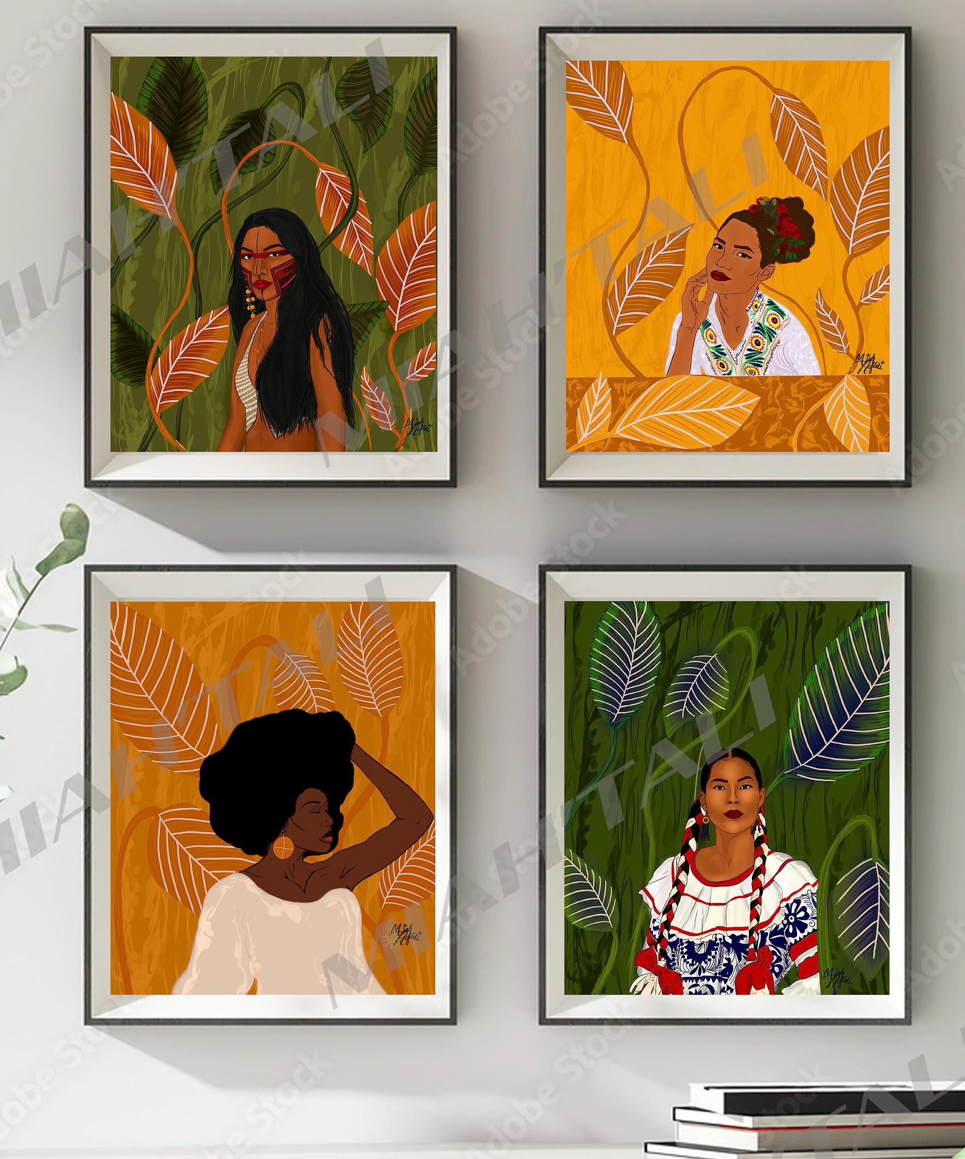 Indigenous Women Art Bundle,set of 4 Botanical Prints, Purépecha, Taino ...