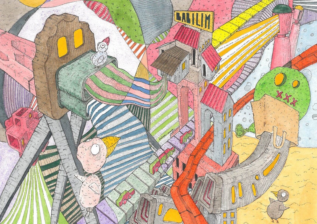 Babilim I Postcard, Book Guide, Modern Art, Painting, Cityscape ...