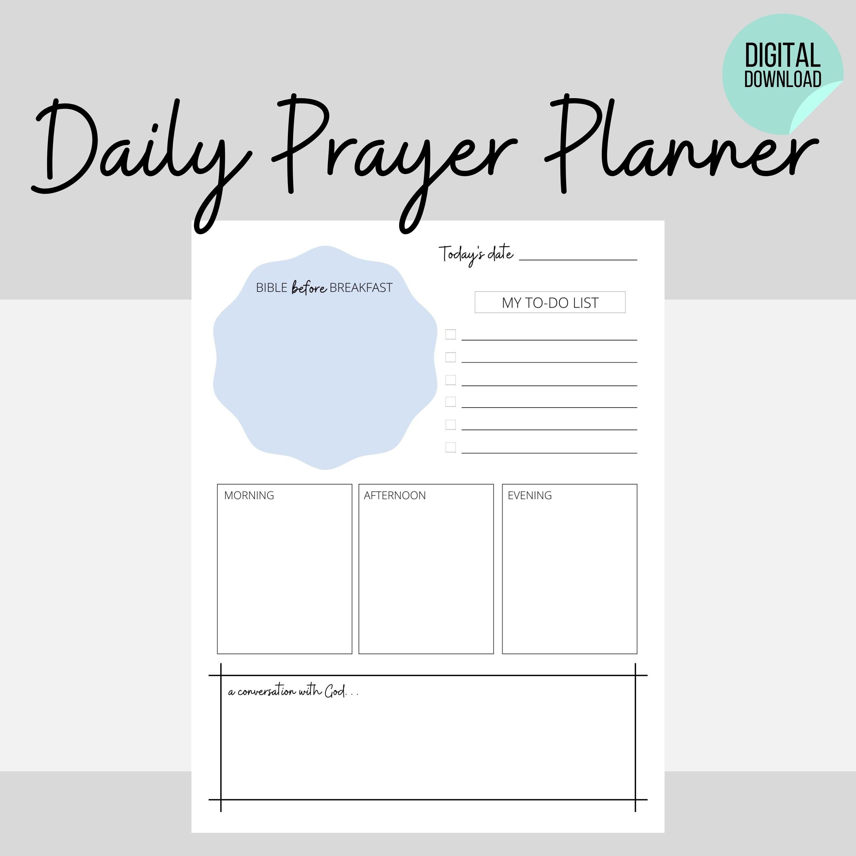 Daily Prayer Planner Simple Planner Quiet Time Prayer | Etsy