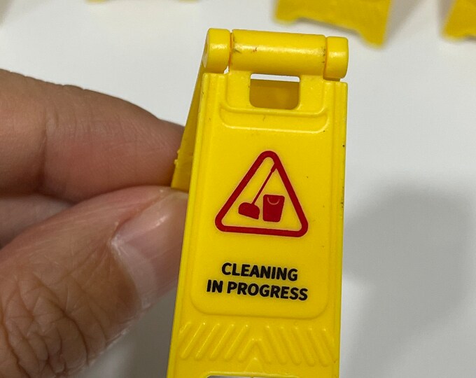 Miniature Mini Floor Warning Caution Sign, Yellow Sign, Dollhouse ...