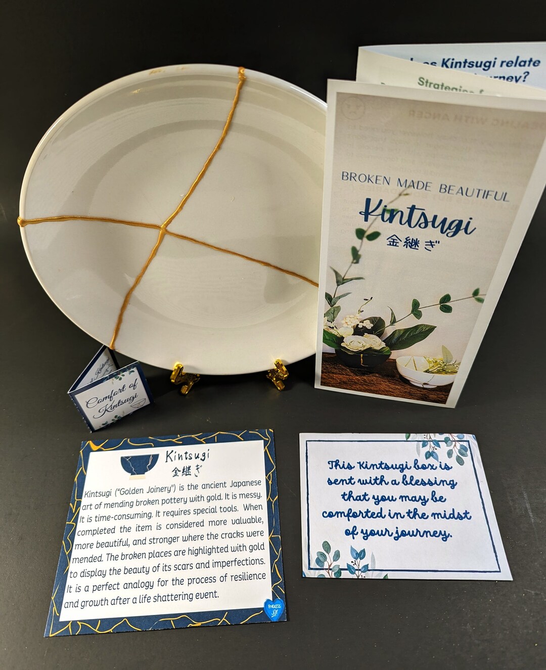 Kintsugi White Large Plate, Kintsugi Sympathy Gift for Healing ...