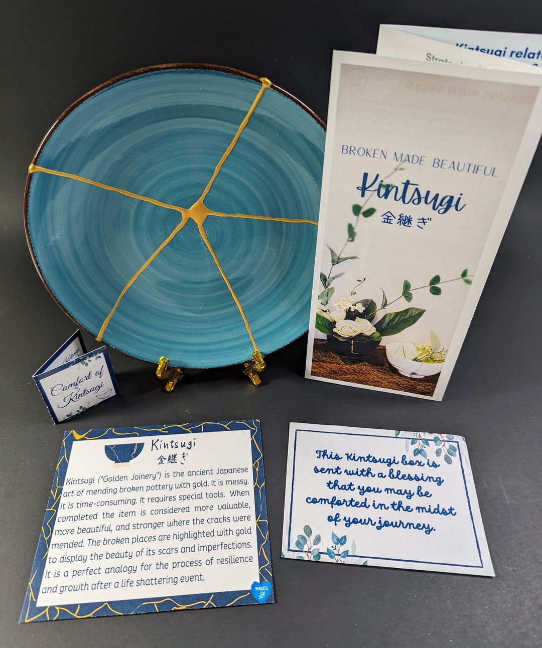 Kintsugi Large Turquoise Plate, Kintsugi Sympathy Gift for Healing ...