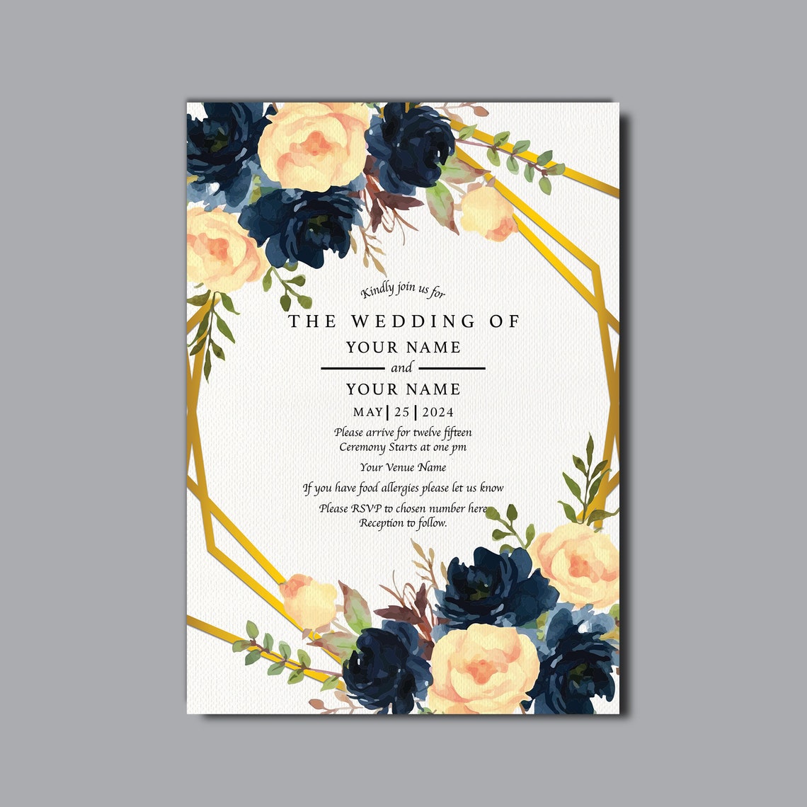 Printable Wedding Invitation Template, Printable Editable ...