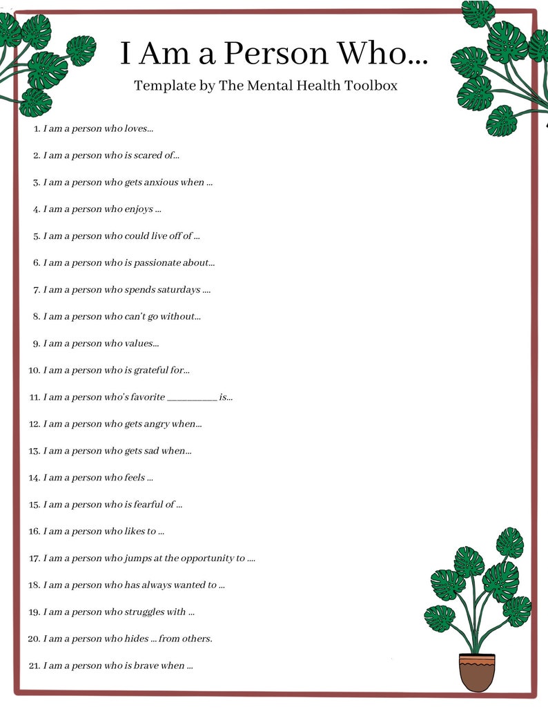 I Am A Person Who… Digital Identity Worksheet - Etsy