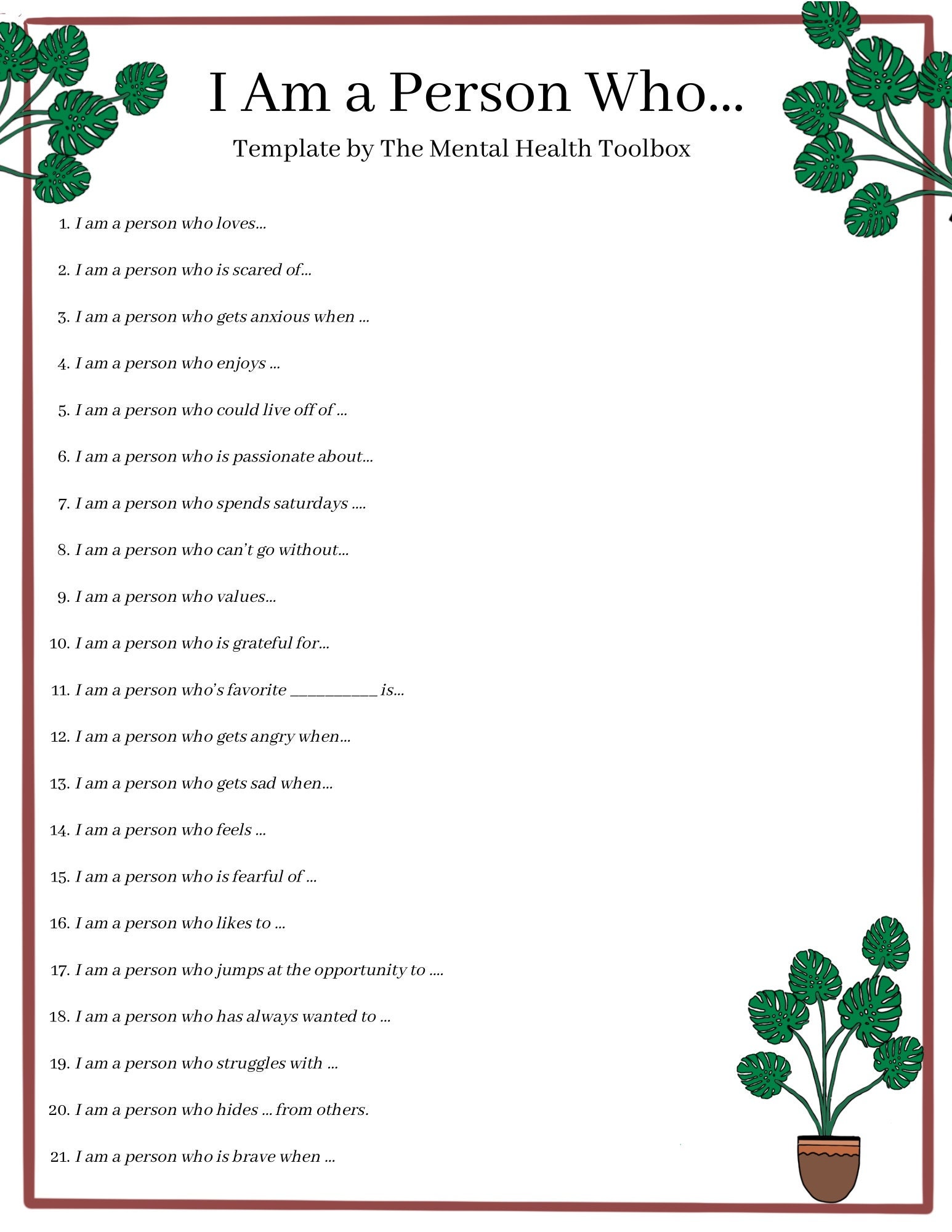 I Am A Person Who… Digital Identity Worksheet - Etsy