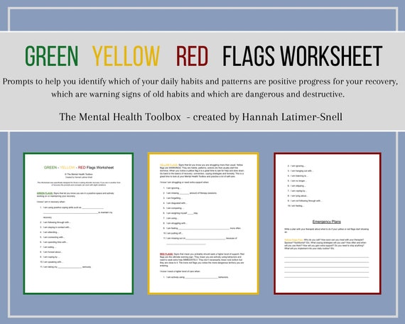 Recovery Green Yellow Red Warning Signs Worksheet - Etsy