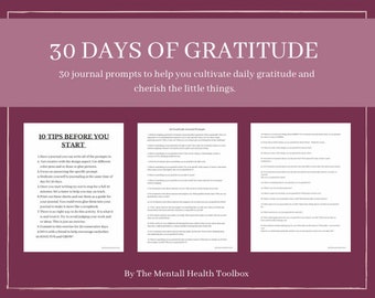 Printable 30 Days of Gratitude Journal Prompts, Gratitude Journal ...