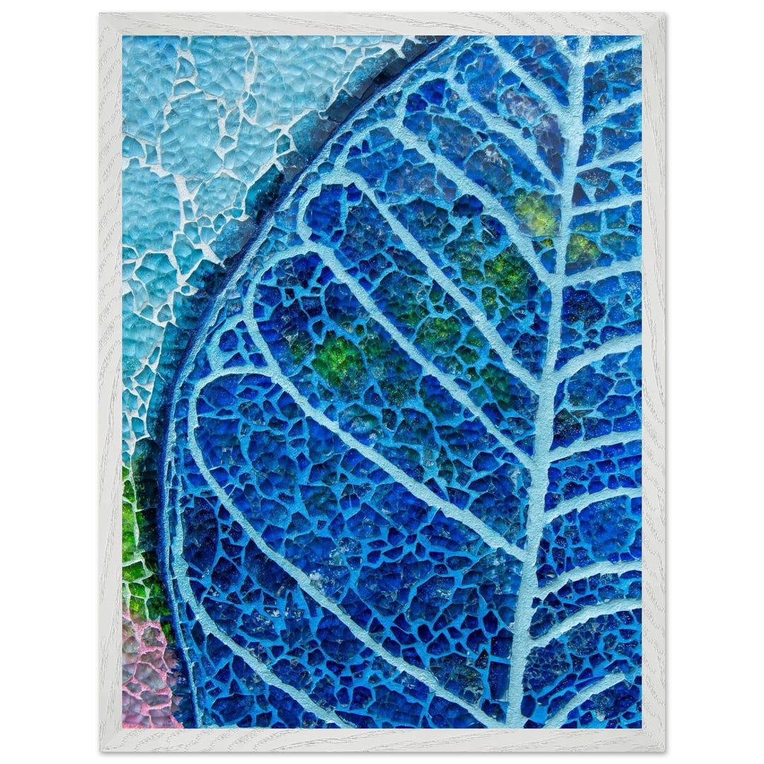 Tempered Glass Mosaic Leaf Poster - 3D Effect Framed Wall Art ...