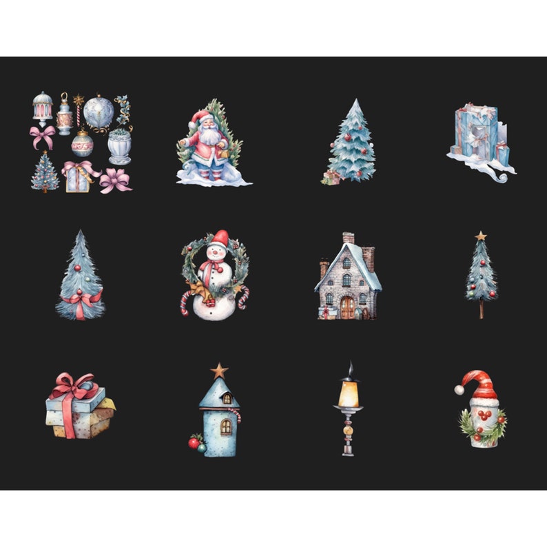 Watercolor Christmas Clipart - Winter Wonderland Clipart - Christmas ...