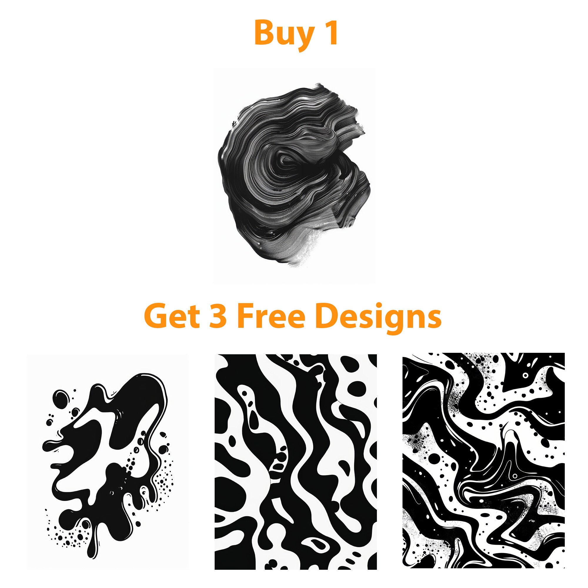 Modern Abstract Blob Wall Art | Black and White | Digital Download ...