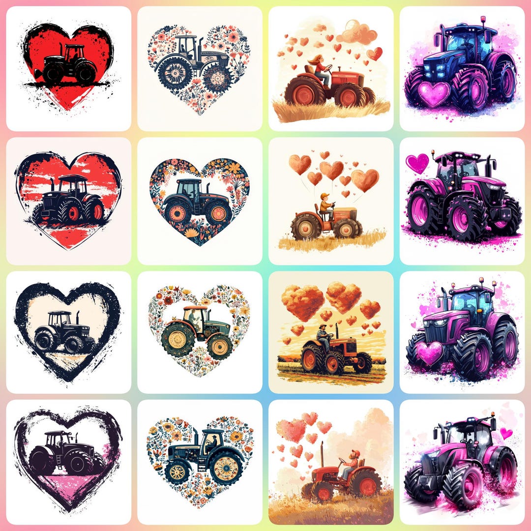 34 High Quality JPG Valentine's Day Tractor Heart Farm Love Clipart ...