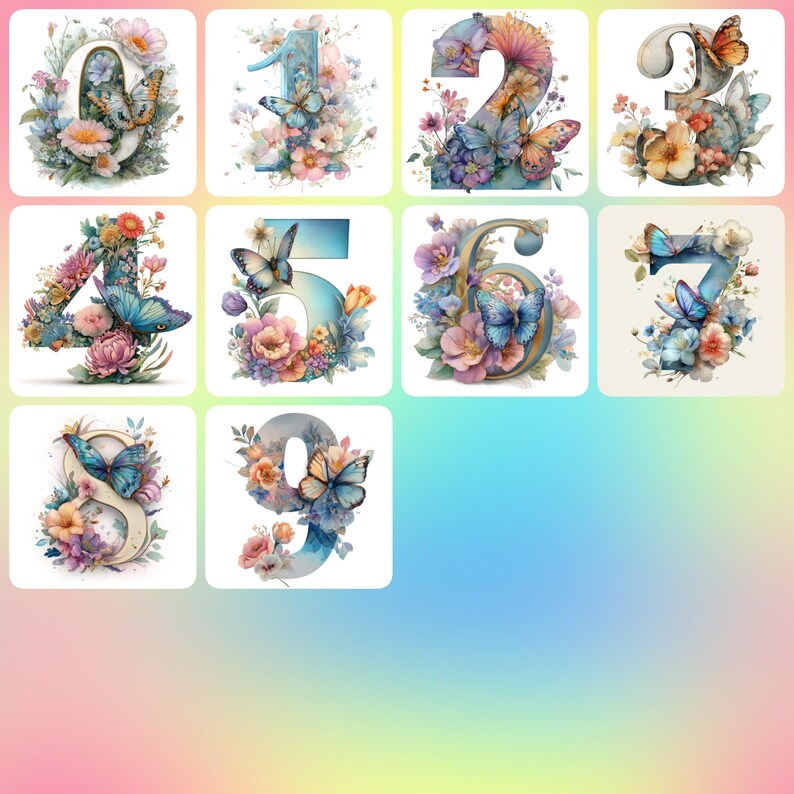 36 Jpgs, Watercolor Alphabet Letter A to Z Number 0 to 9 With Butterfly ...